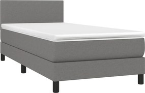 Box spring postel s matrací a LED tmavě šedá 100x200 cm textil 3132974