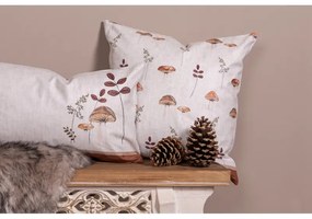 Béžový povlak na polštář s podzimním motivem přírody a houbiček Little Fall Jewels – 45x45 cm