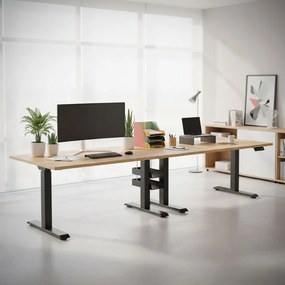 Výškově nastavitelný stůl OfficeTech Long, 240 x 80 cm, černá podnož, dub zlatý