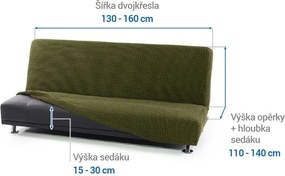 Super strečové potahy NIAGARA zelená dvojkřeslo s dřevěnými rukojeťmi (š. 130 - 160 cm)