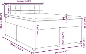 Box spring postel s matrací tmavě hnědá 140x190 cm textil 3126400