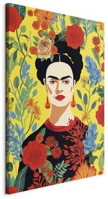 Frida Kahlo - Portrait of the Artist on a Yellow Floral Background [Large Format]