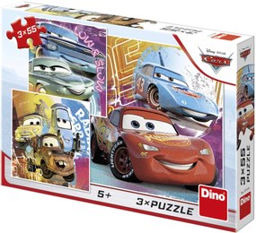 DINO Puzzle Auta kamarádi (Cars) 3x55 dílků 18x18cm skládačka dn335394