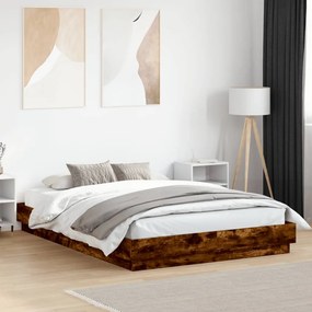 Rám postele s LED osvětlením kouřový dub 140 x 200 cm 3209797