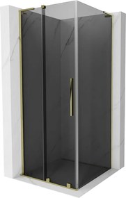 Mexen Velar L, sprchový kout s posuvnými dveřmi 110 x 110 cm, 8mm šedé sklo, zlatá lesklá, 871-110-110-43-50