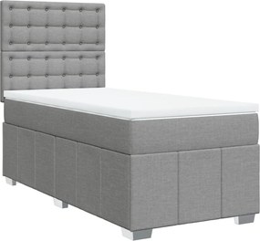 Box spring postel s matrací světle šedý 100 x 200 cm textil 3291593
