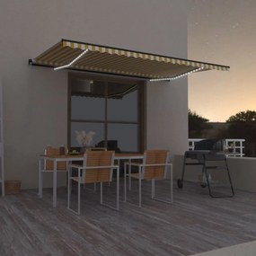 Ručně zatahovací markýza s LED světlem 500 x 300 cm žlutobílá 3069143