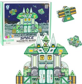 LEAN Toys Magnetické kostky Vesmír – Vesmírná stanice 4D, 66 dílů
