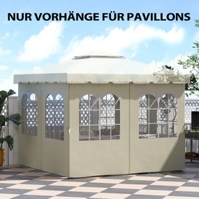 Boční stěny pavilonu, 4 boční stěnové panely pro zahradní pavilon, se zipem, 3 x 3 m pavilonu, krémově bílé barvy