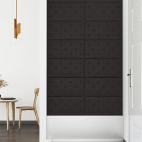 Nástěnné panely 12 ks černé 60 x 30 cm umělá kůže 2,16 m² - Default Title