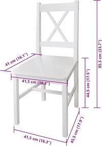 Jídelní židle 4 ks bílé borové dřevo 241511