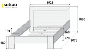 Masivní postel PARIS - Solwo Design Dřevo a odstín oleje: DUB Cink - Olej odstín DO203, Rozměr spací plochy: 160x200