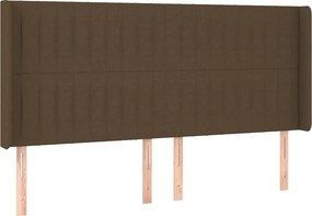 Čelo postele s LED tmavě hnědé 203 x 16 x 118/128 cm textil 3124311