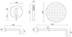 Rea Lungo - podomítkový vanový set se sprchou + box P6300 - komplet sada, zlatá, REA-P4125