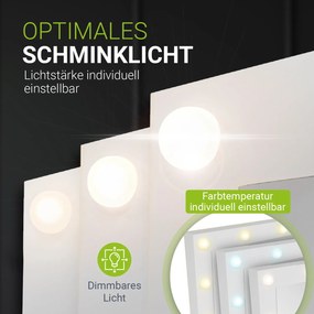 Juskys Toaletní stolek Lilia se zrcadlem a LED osvětlením Provedení: se stoličkou Melly