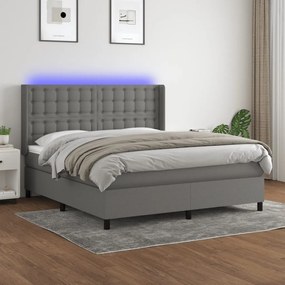 Box spring postel s matrací a LED tmavě šedá 180x200 cm textil,  3138654 HangarStore.cz