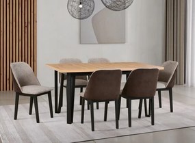 Jídelní sestava DX 25 odstín lamina (deska stolu) artisan, odstín dřeva (židle + nohy stolu) černá, potahový materiál látka s doplatkem