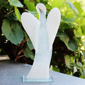 BDK-GLASS Skleněný dekorativní anděl bílý