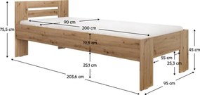 Postel BASIS, 90x200, dub artisan Kondela 0000402511