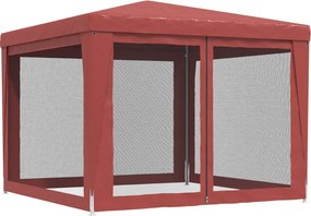 Party stan se 4 síťovanými bočnicemi červený 3 x 3 m HDPE 319230