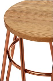 Stolička z jilmového dřeva v přírodní barvě/v růžovo zlaté barvě District – Premier Housewares
