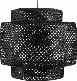 Závěsná bambusová lampa Boho Black černá 38 Cm TH26