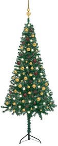 Rohový umělý vánoční stromek LED a sada zlatých koulí - zelený | 180 cm PVC