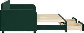 Válenda s přistýlkou a zásuvkami tmavě zelená 80 x 200 cm samet 3196972