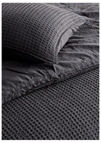 Antracitové povlečení na dvoulůžko/prodloužené z bavlny Renforcé 240x220 cm Waffle Striped – Mila Home Luxury