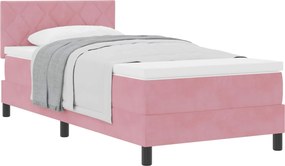Postel s boxspringem s čelo Růžová 100 x 200 cm samet 3339223