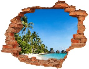 Wallmuralia Díra 3D ve zdi nálepka Pláš Karibské ostrovy 90x70 cm