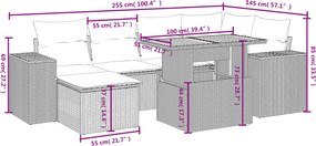 7dílná zahradní sedací souprava s poduškami béžová polyratan 3272739