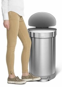 Půlkulatý pedálový koš 45 l, matná ocel, nerez