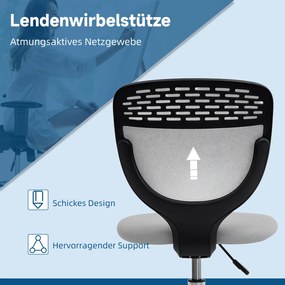 Vinsetto Kancelářská židle, pracovní židle, židle k psacímu stolu, výškově nastavitelná, čalouněná, světle šedá