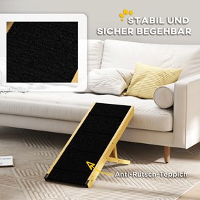 Skládací rampa pro psy PawHut, výškově nastavitelná, protiskluzová pomůcka pro vstup malých a středních psů do 15 kg, 83,5 x 35 x 47,5 cm, přirozená