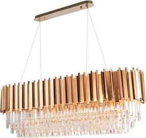 Toolight Toolight, kovové-křišťálové závěsné svítidlo E14 60x30 cm 312355, zlatá, OSW-00683