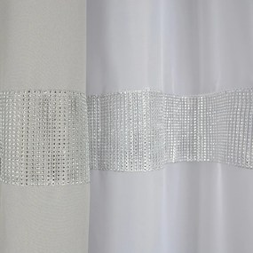 Hotová voálová záclona zdobena imitací zirkonů 145x250cm bílá