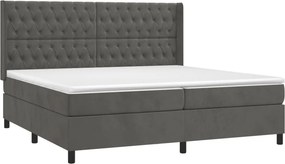 Box spring postel s matrací a LED tmavě šedá 200x200 cm samet 3139764