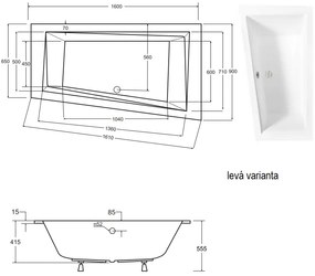 Besco Intima Slim 160x90 akrylátová vana Délka vany: 160cm, Orientace: Levá