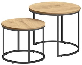 Set dvou konferenčních stolků - dubové (černé nohy)