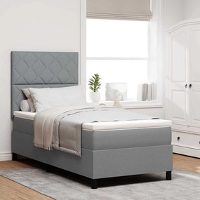 Postel s boxspringem s čelo Světle šedá 90 x 190 cm textil 3339427