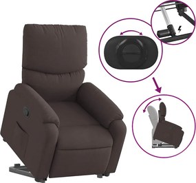 Zvedací polohovací křeslo tmavě hnědé textil 3204829