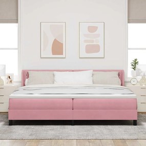 Postel s boxspringem s čelo Růžová 200 x 200 cm samet 3341437