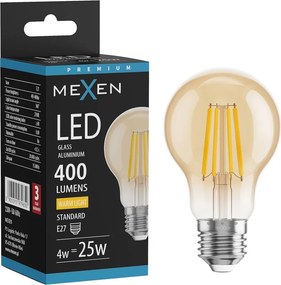 Mexen Vintis, LED filamentová žárovka E27, A60, 4 W, teplá bílá 2700K, jantarová, L150-E27-0427-50