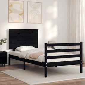 vidaXL Rám postele s čelem 100 x 200 cm masivní dřevo [3195213] Barva: Černá