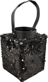 Lucerna s flitry LOFTY GLAM 20 cm, černá