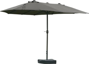 Outsunny Dvojitý slunečník 455 x 265 cm, sluneční stínění s UV ochranou a kličkou, balkonový slunečník, plážový slunečník, větruodolný slunečník pro o