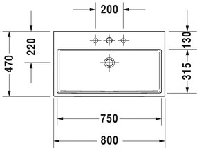 Duravit Vero Air- Umyvadlo, 80x47 cm, broušené, bílá 2350800027