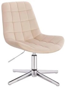 LuxuryForm DESIGN Otočná židle PARIS VELUR na stříbrném kříži - krémová