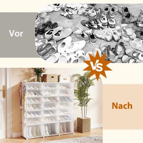 Costway DIY stojan na boty s 12 přihrádkami na 48 páry bot a bot Plastová